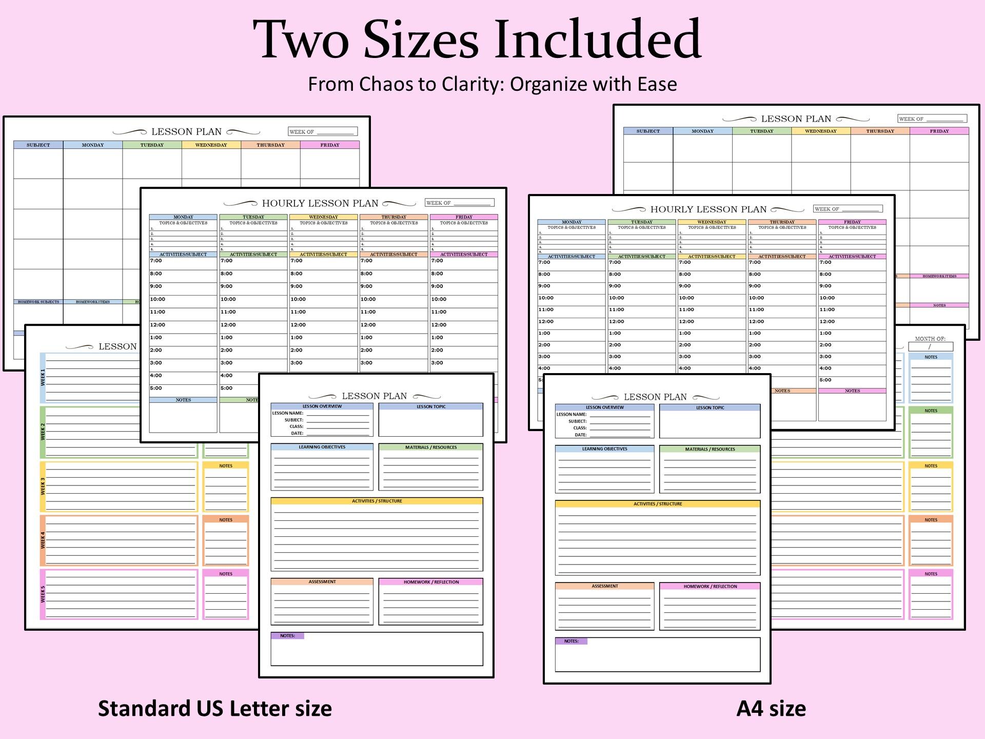 Colorful Lesson Plan Template, Teacher Lesson Planning Printable, Home ...