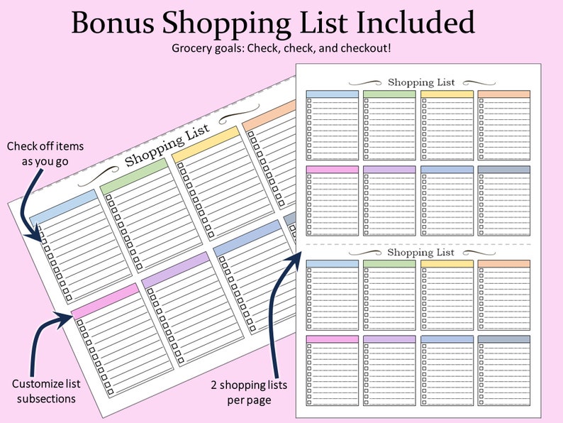 Meal Planner & Grocery List, Weekly Meal Prep, 7 Day Menu Plan, PDF ...