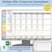 Multiple Offer Comparison Spreadsheet, Real Estate Seller Side-by-side ...
