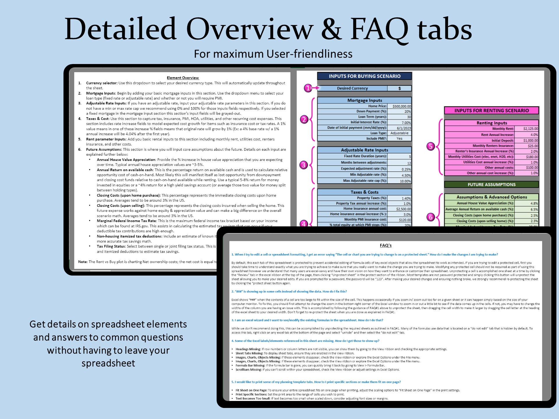 Renting Vs Owning Calculator, House Rent Vs Buy Comparison Spreadsheet ...