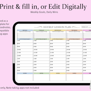 Colorful Lesson Plan Template, Teacher Lesson Planning Printable, Home ...