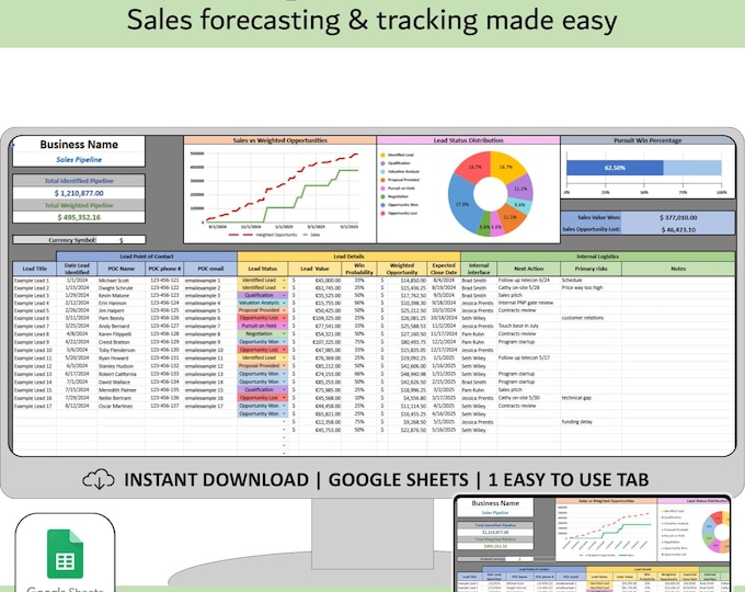 Client Tracker Spreadsheet for Small Businesses, Excel CRM Management With Task Tracker ...