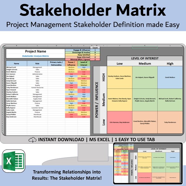 Stakeholder Map Template Excel - Etsy Stakeholder Map Template Excel - Etsy