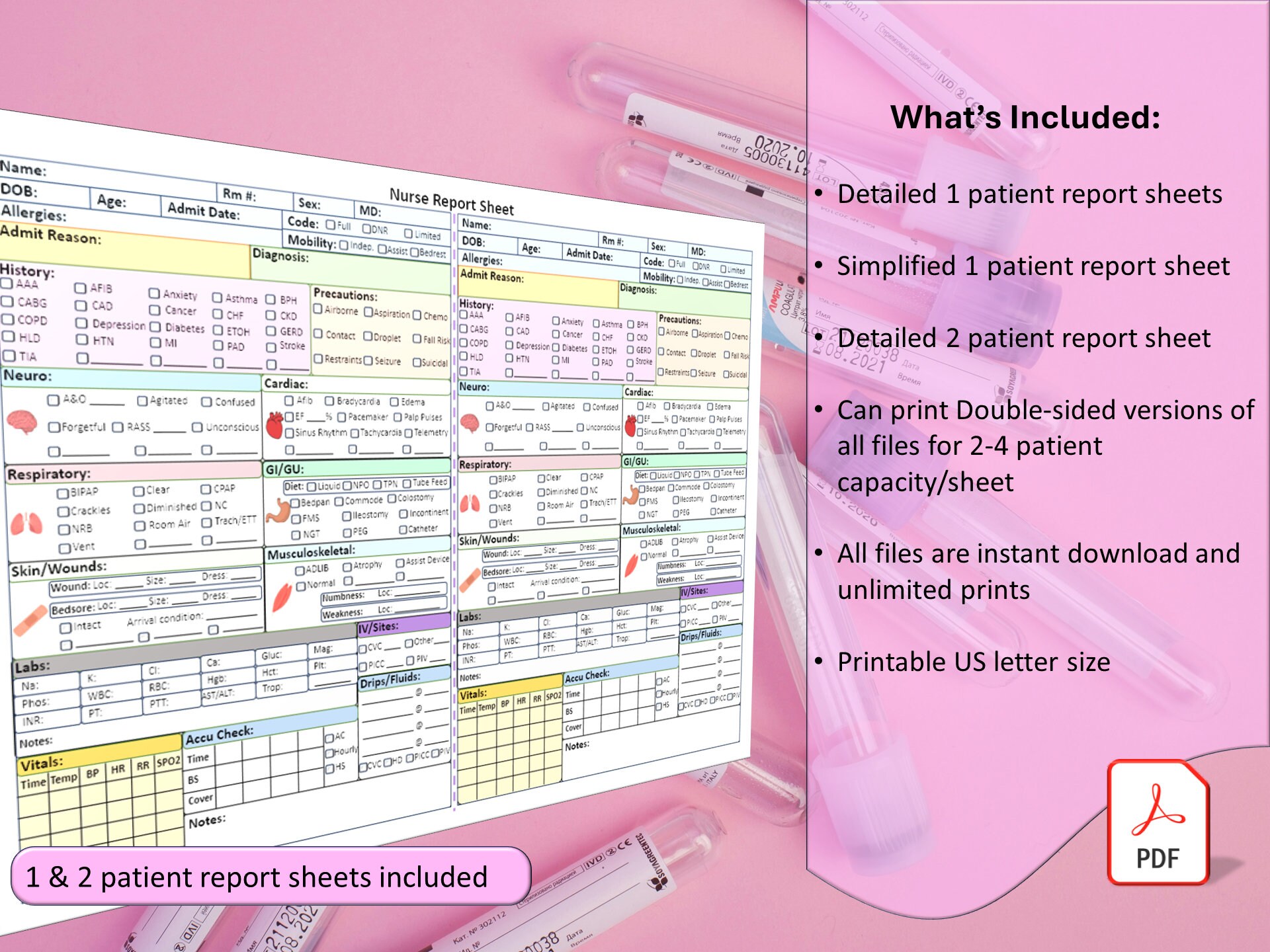 Nurse Report Template, ICU Nursing Report, RN BSN Floor Handoff ...