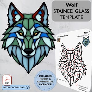 Wolf Stained Glass Pattern Template, PDF Suncatcher DIY Stencil ...