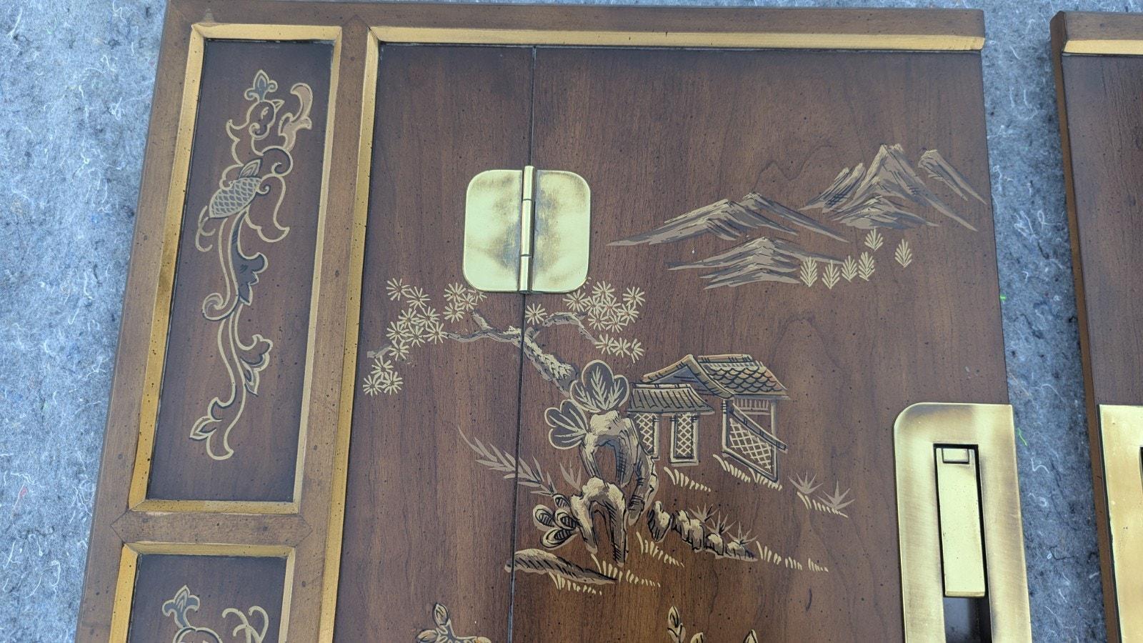 Drexel Heritage Dynasty Doors With Pulls Handles Pair Asian Furniture ...