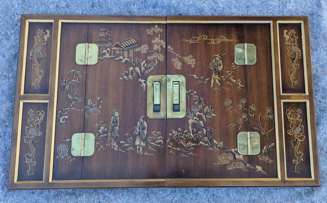 Drexel Heritage Dynasty Doors With Pulls Handles Pair Asian Furniture ...