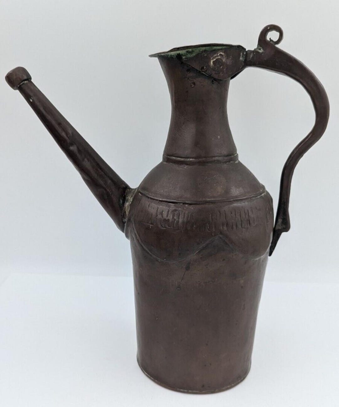 Antique Copper Water Ewer Pitcher Dovetailed Hammered Hand Made 13 ...