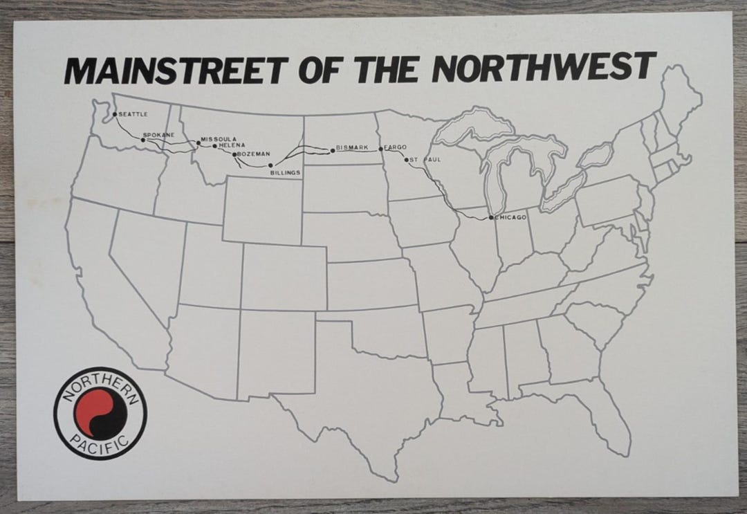 Vintage Railroad Mainstreet of the Northwest Route Map Poster Card 18 ...