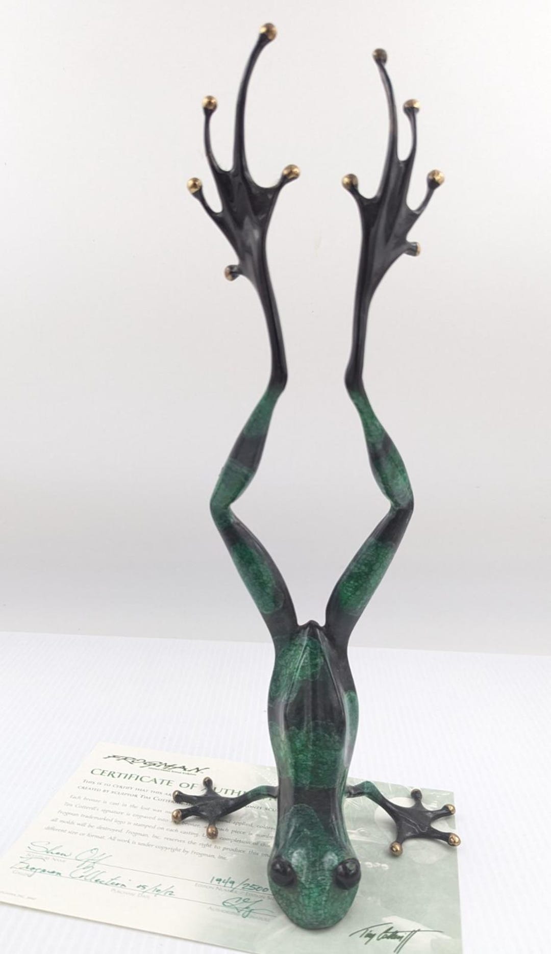 Tim Cotterill Frogman Bronze Frog Sculpture “show Off” 14.5" LE #1949/ ...