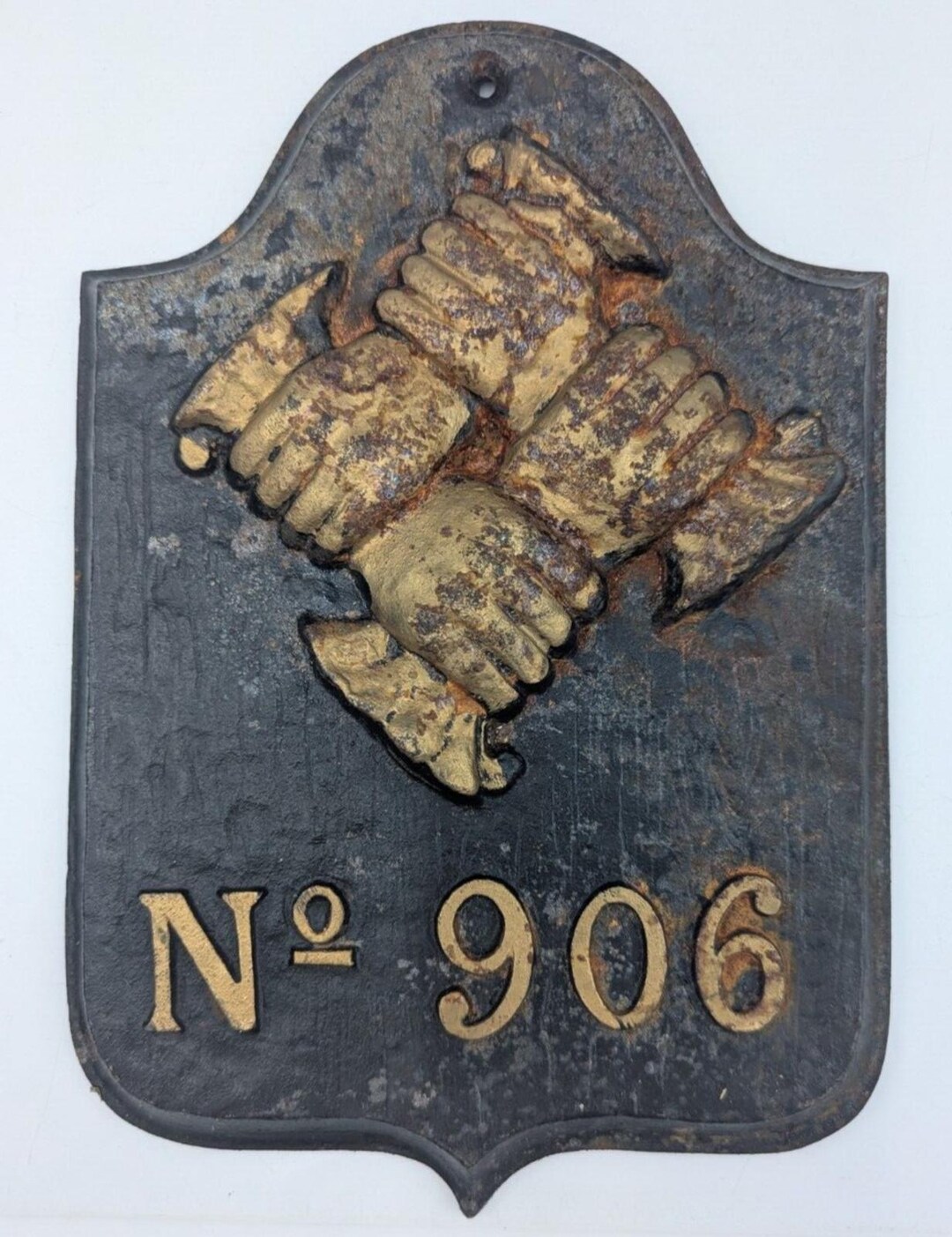 Vintage Metal Fire Mark No. 906 Insurance Firefighter Plaque Clasped ...