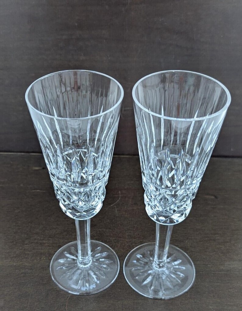 Pair Waterford Crystal Baltray Fluted Champagne Glass Set 2 Toasting ...
