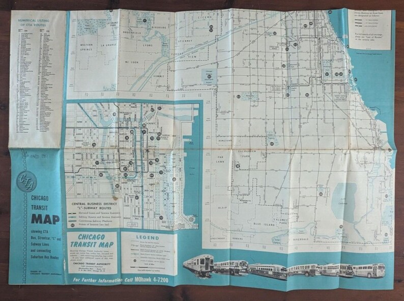 Vintage Chicago Transit Map CTA Brochure - Etsy