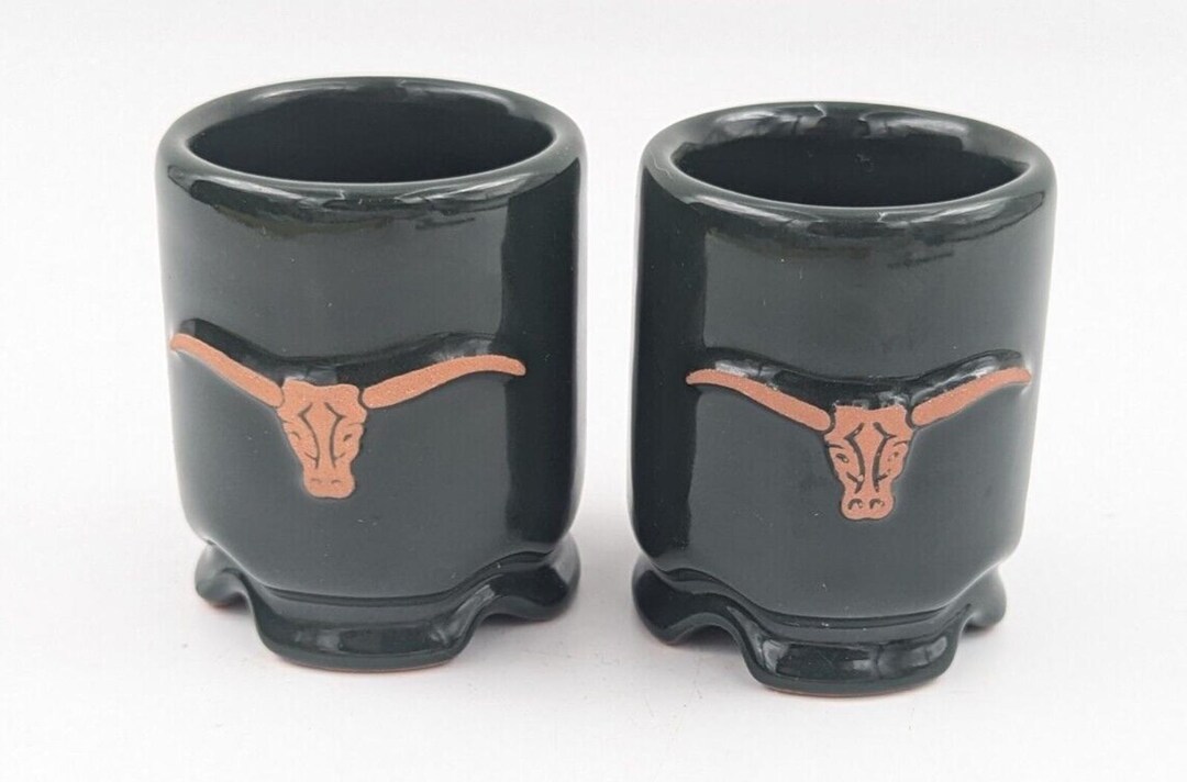 Frankoma Pottery Ranch Forest Greentoothpick Holder Longhorn Set of 2 ...