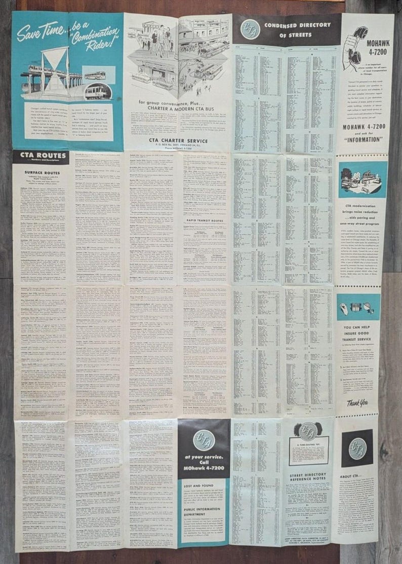 Vintage Chicago Transit Map CTA Brochure - Etsy