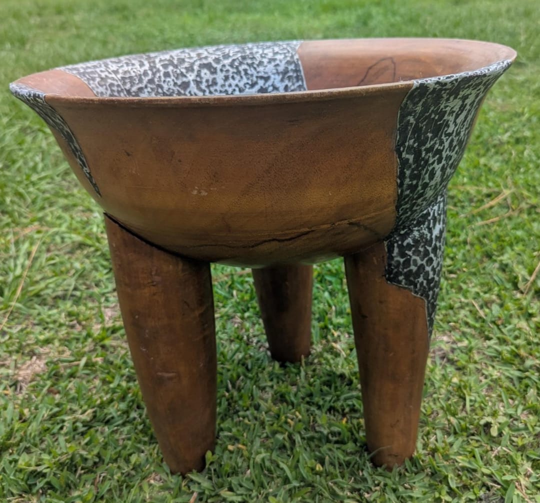 Large Fijian Ceremonial Tanoa Kava Bowl With Metal Tin Décor for ...