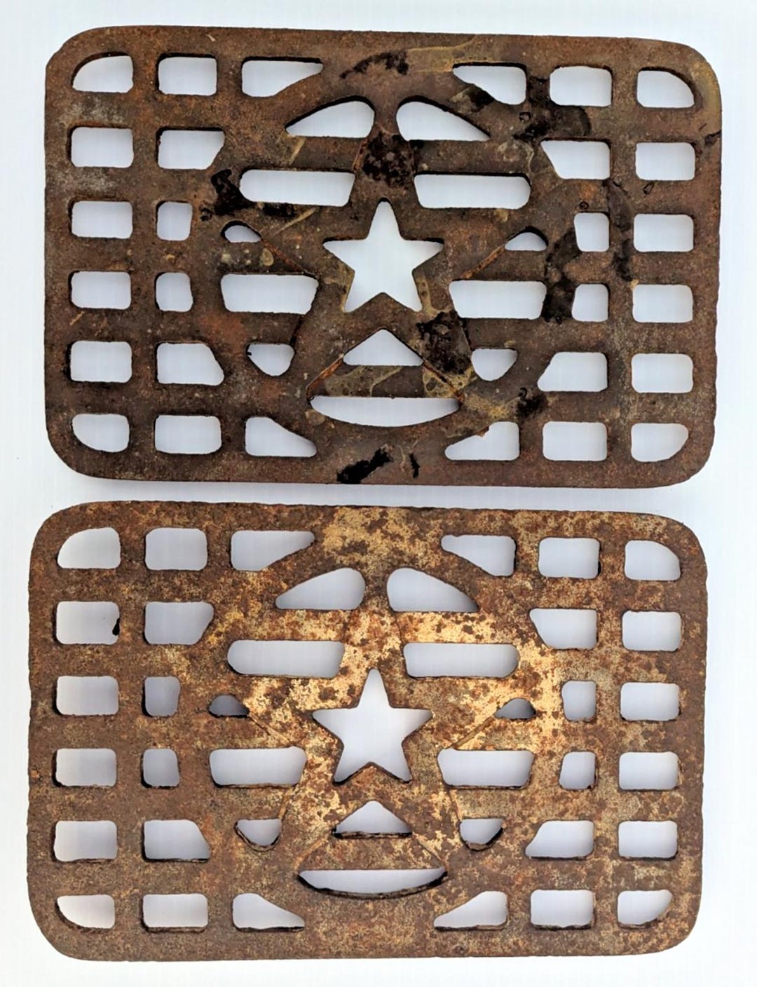 Cast Iron Gully Grid Grate Cover Vent Guard Lid Rectangular Pair Set of ...