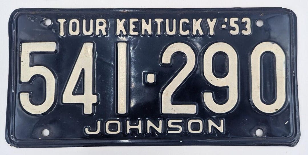 1953 Kentucky License Plate Tag Johnson Tour Kentucky Expired - Etsy