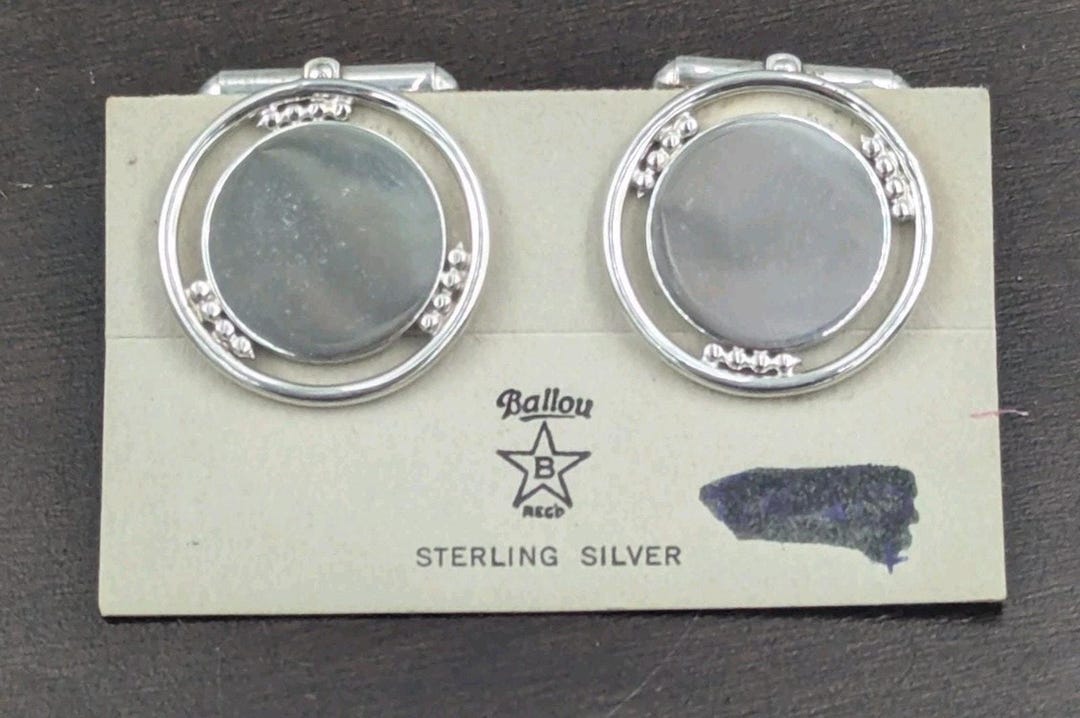 Vintage Sterling Silver Round Cufflinks by Ballou With Star Mark 14g - Etsy