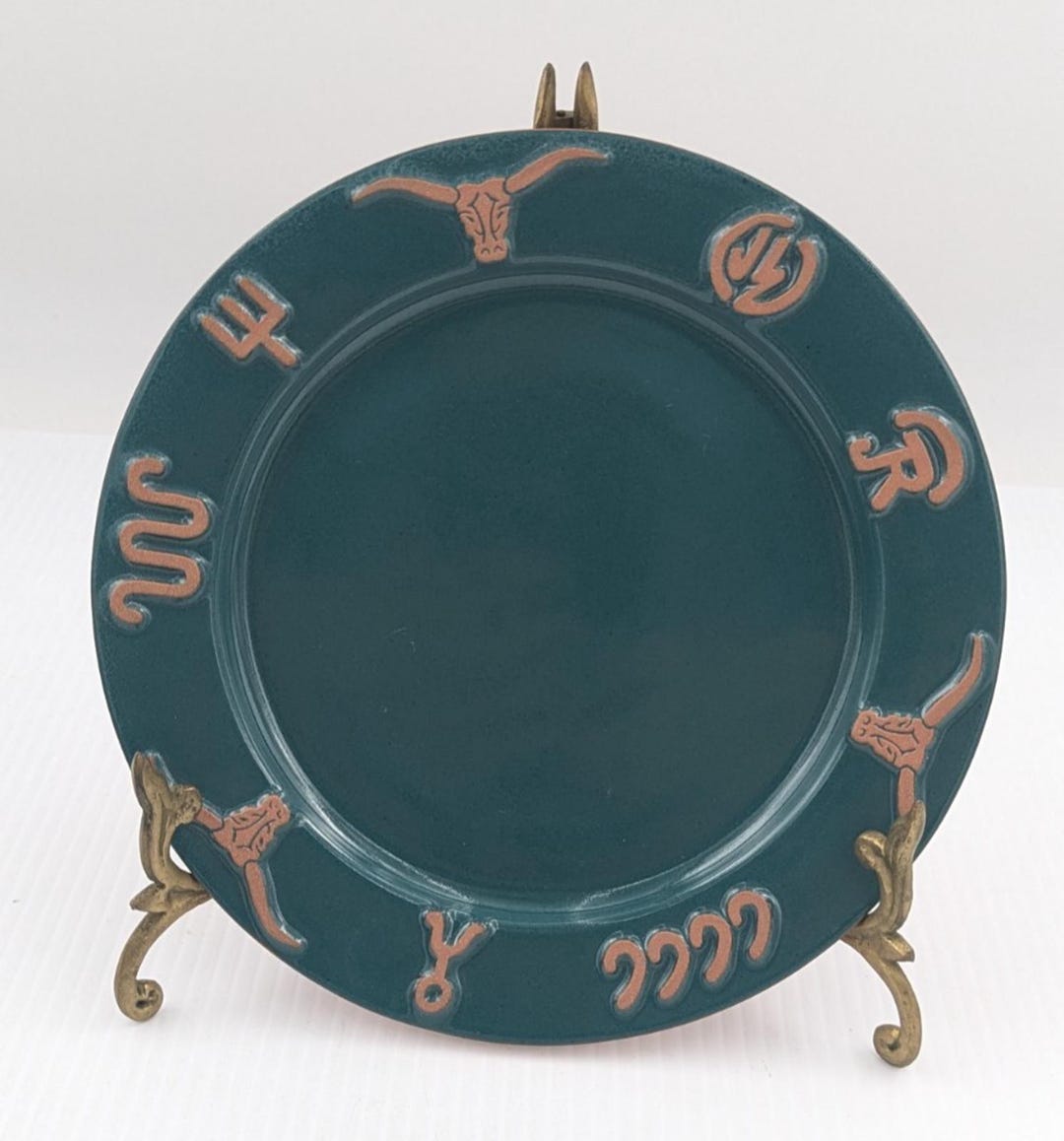Frankoma Pottery Ranch Teal Salad Plate 7-7/8" Cattle Brands - Etsy