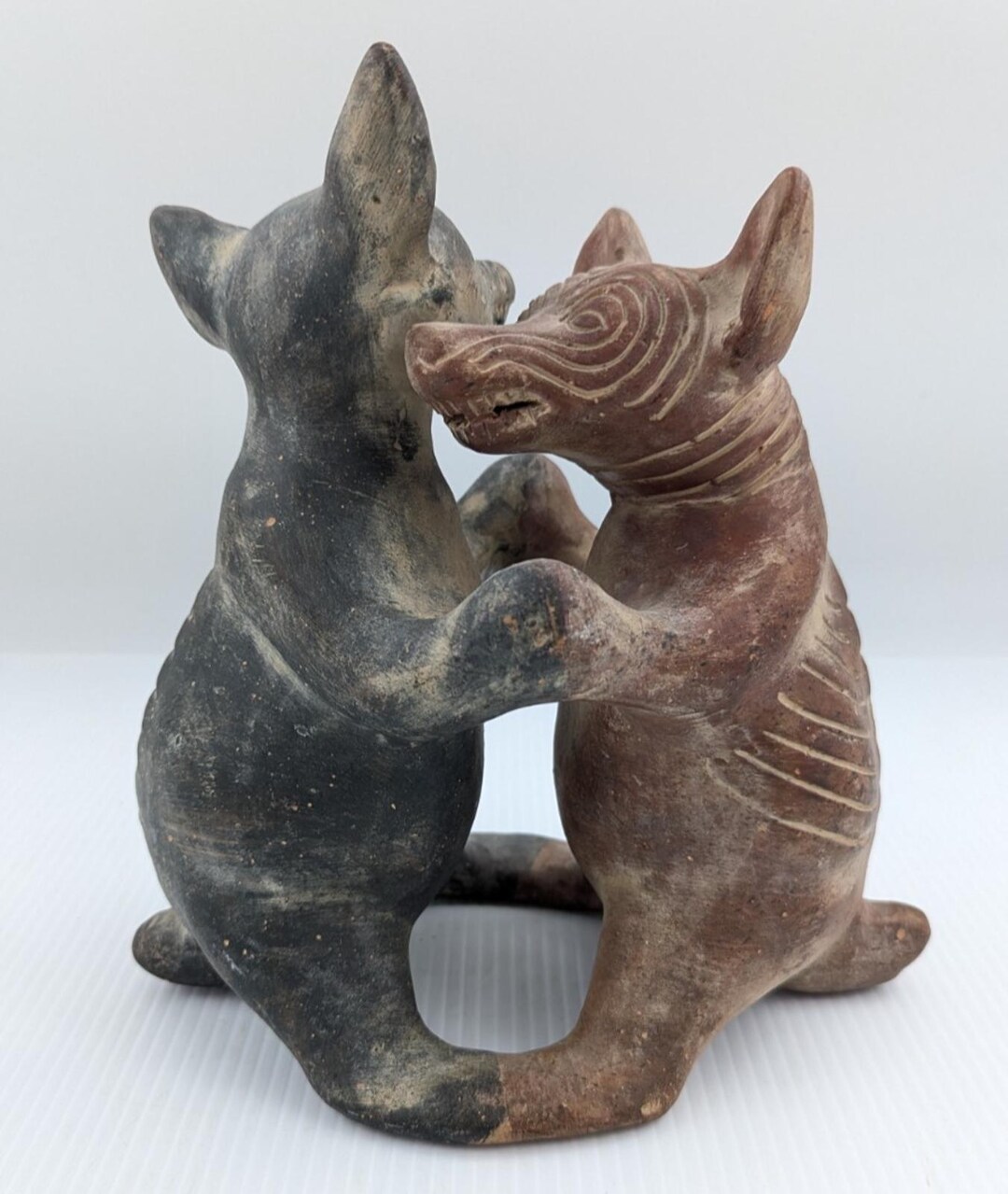 Vintage Dancing Dogs of Colima 10" Mexican Clay Pottery Folk Art Signed ...