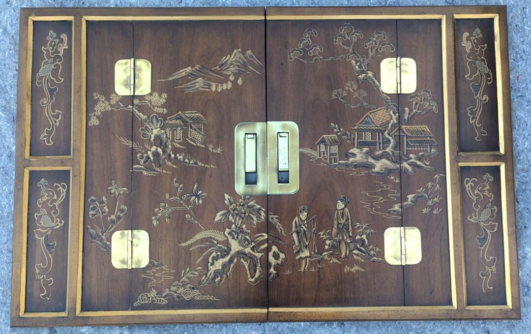 Drexel Heritage Dynasty Doors With Pulls Handles Pair Asian Furniture ...