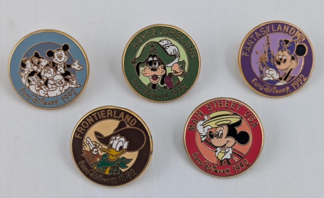 Euro Disney 1992 Opening Day Boxed Pin Set 5 of 6 Pins Arthus Bertrand ...