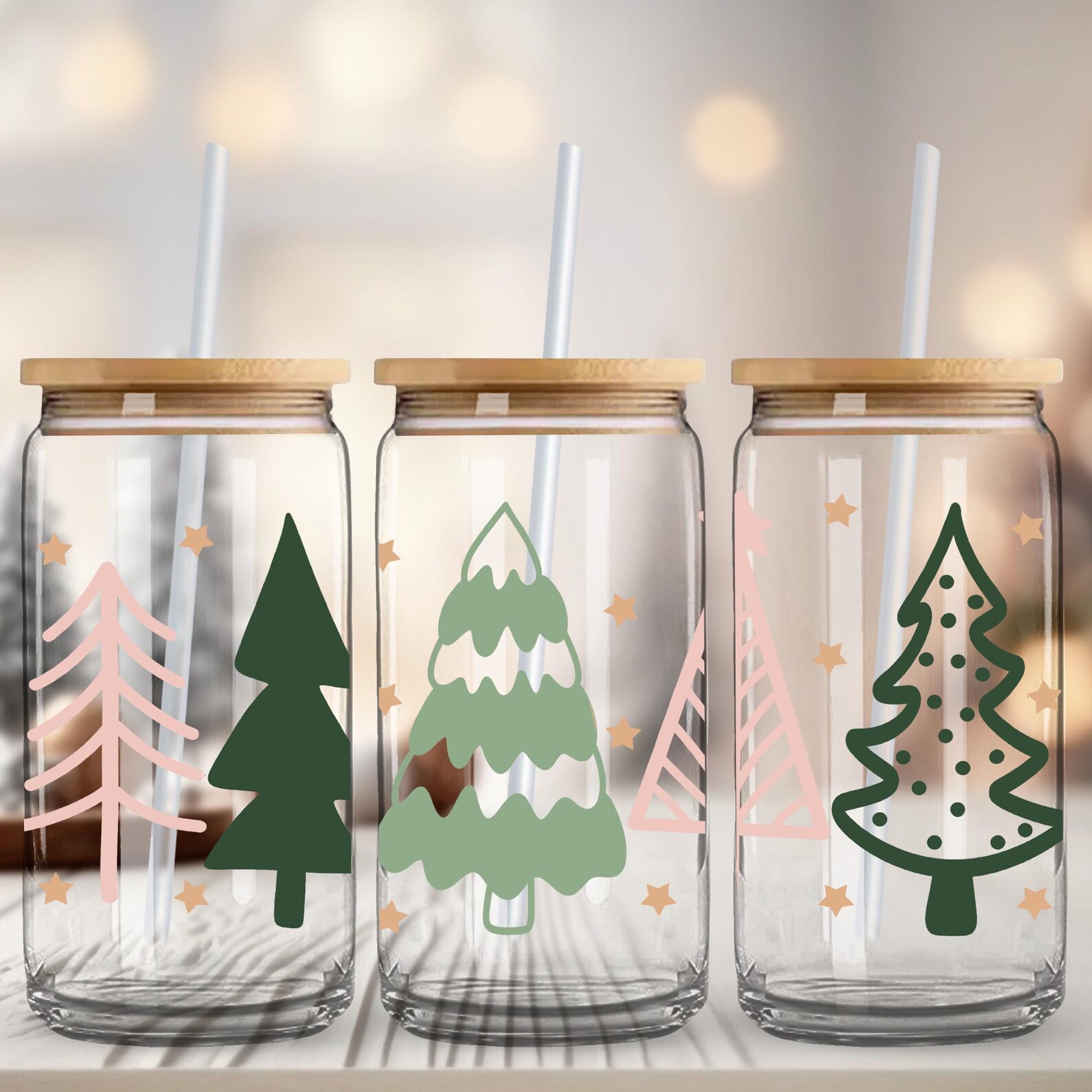 Christmas Tree Design Glass Jar, Christmas Decor, Holiday Gifts, New ...