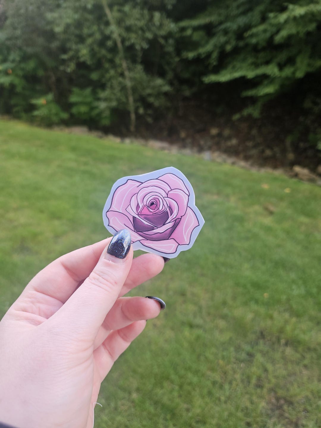 Hand Drawn Light Pink Rose Sticker - Etsy