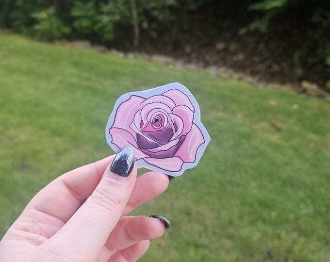 Hand Drawn Light Pink Rose Sticker - Etsy