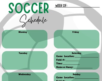 Soccer Schedule Template, Printable and Fillable Soccer Practice ...