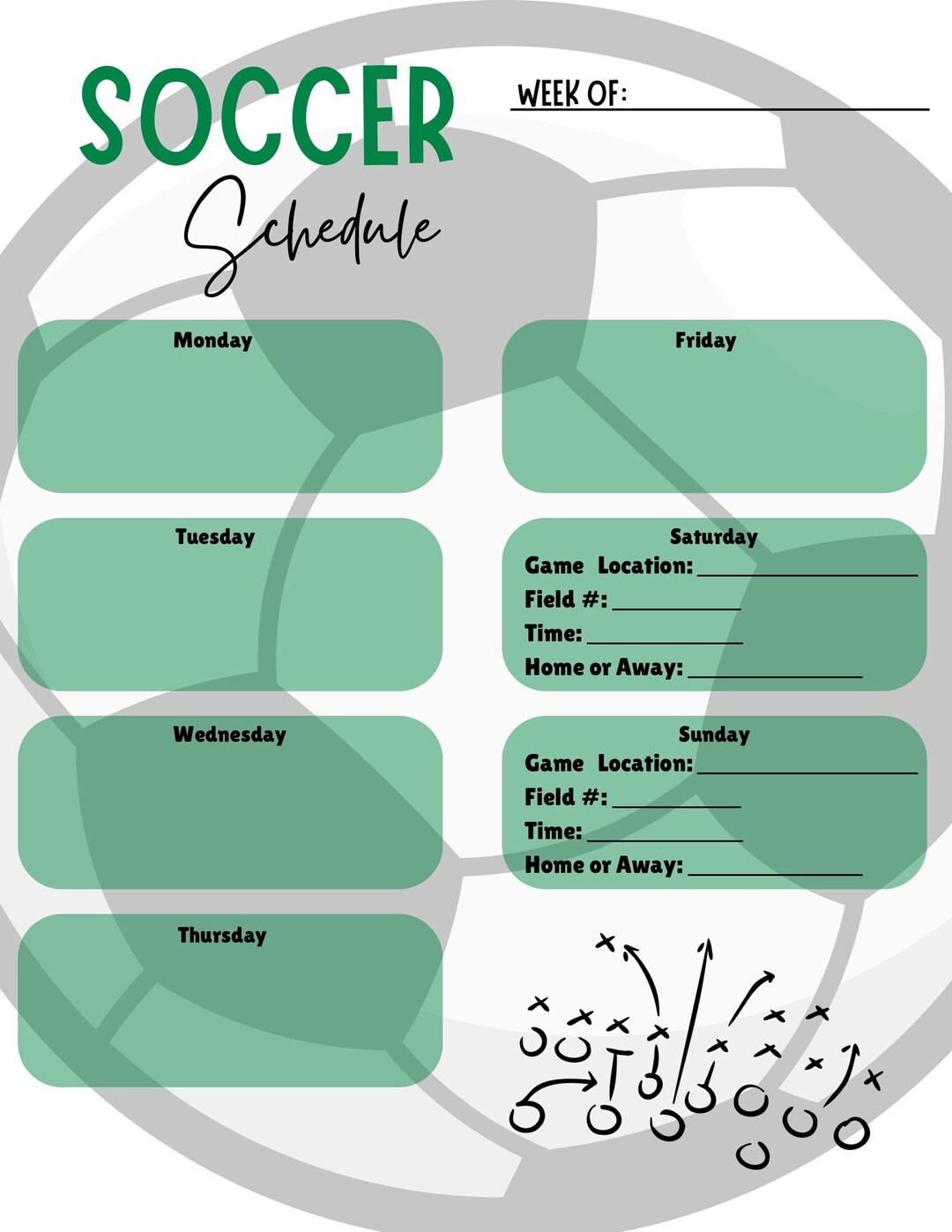 Soccer Schedule Template - Etsy