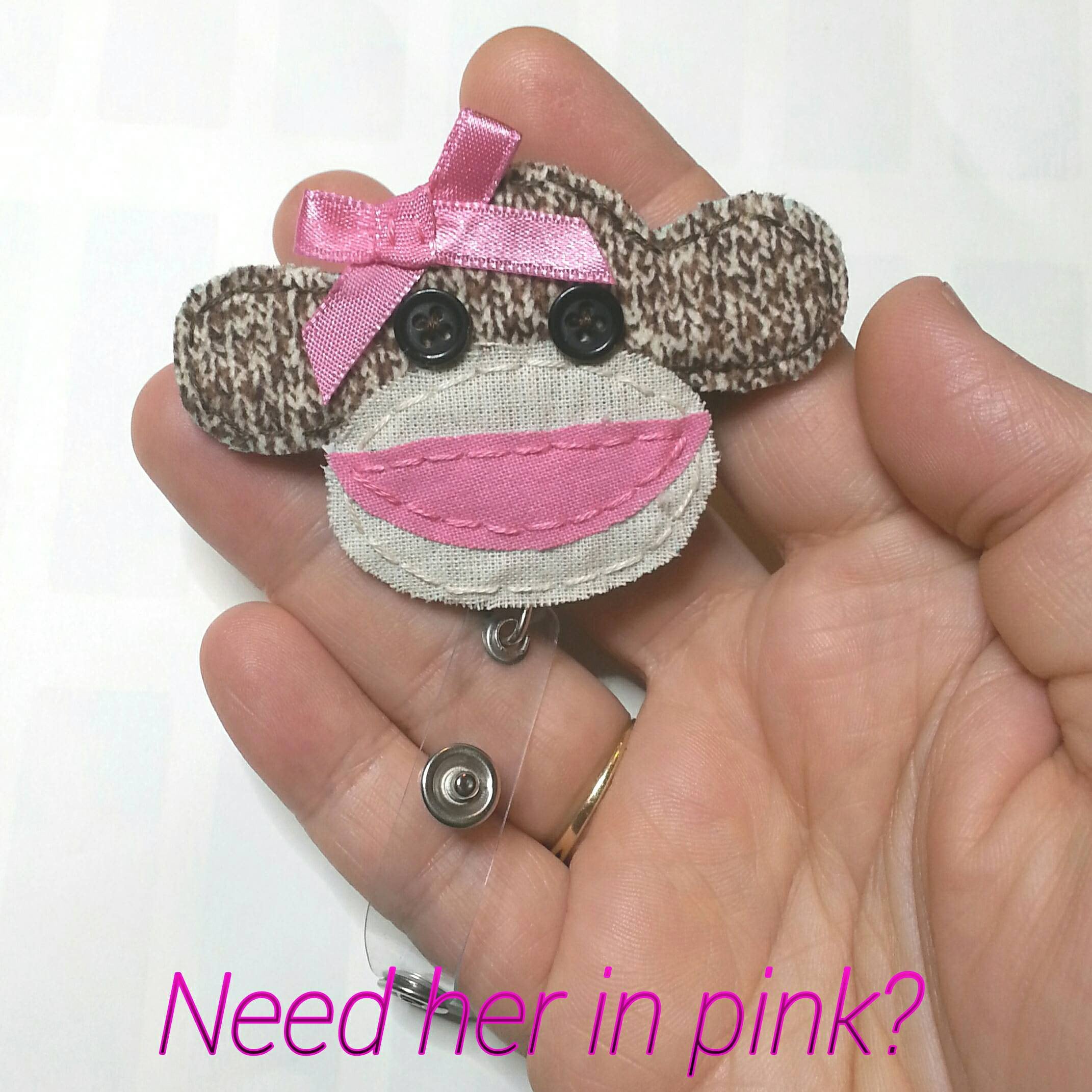 Sock Monkey Badge Reel Monkey Badge Card Holder Monkey Sock - Etsy