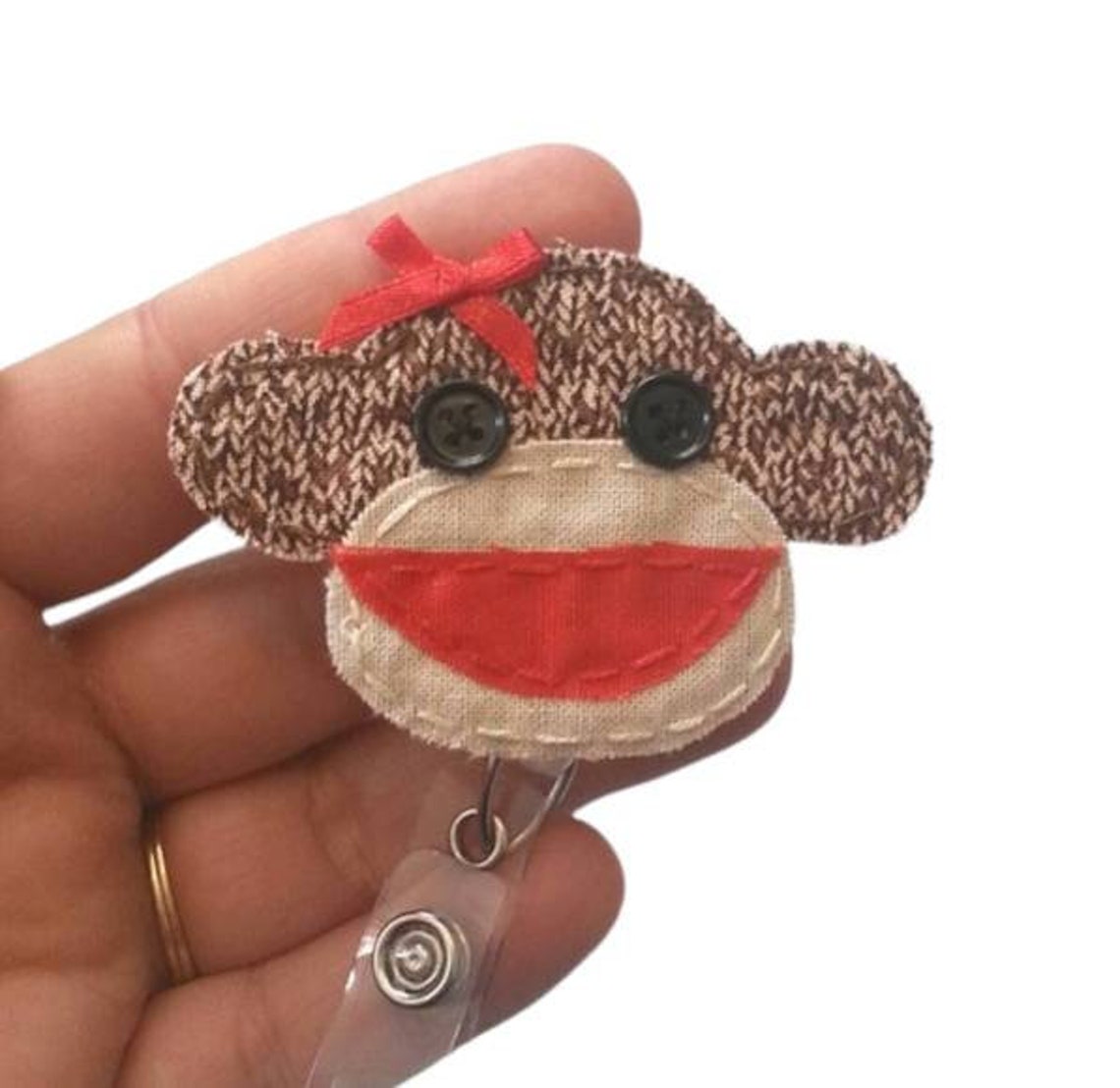 Sock Monkey Badge Reel Monkey Badge Card Holder Monkey Sock - Etsy