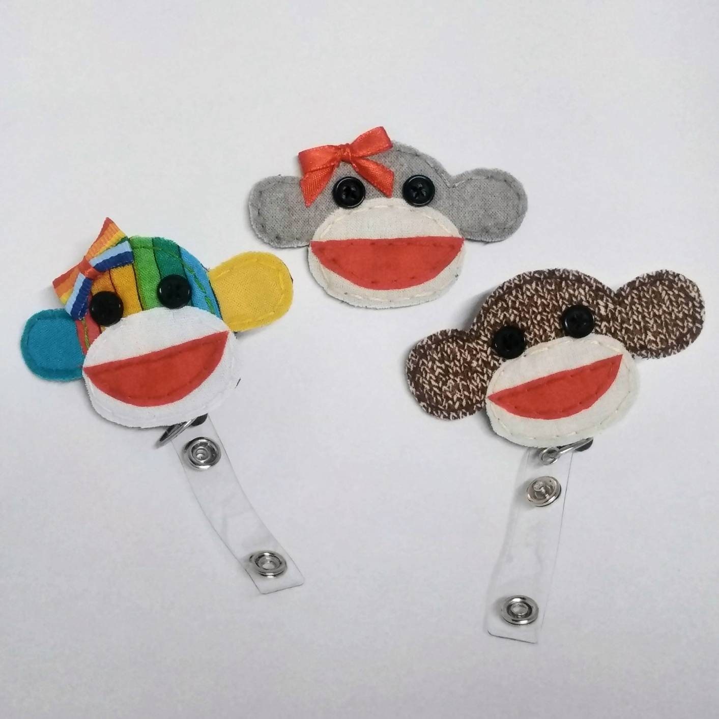 Sock Monkey Badge Reel Monkey Badge Card Holder Monkey Sock | Etsy