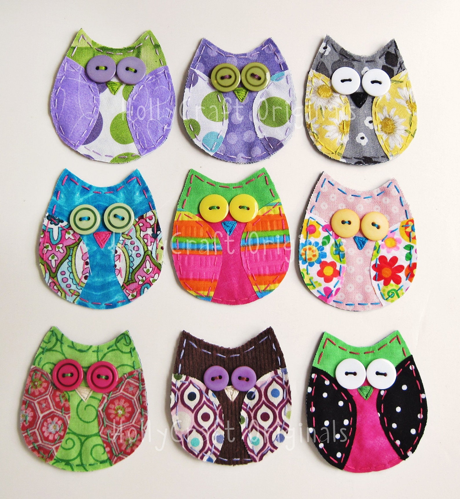 Owl Patch Owl Appliquepatch Chouettefabric Owlscrappy Owl | Etsy