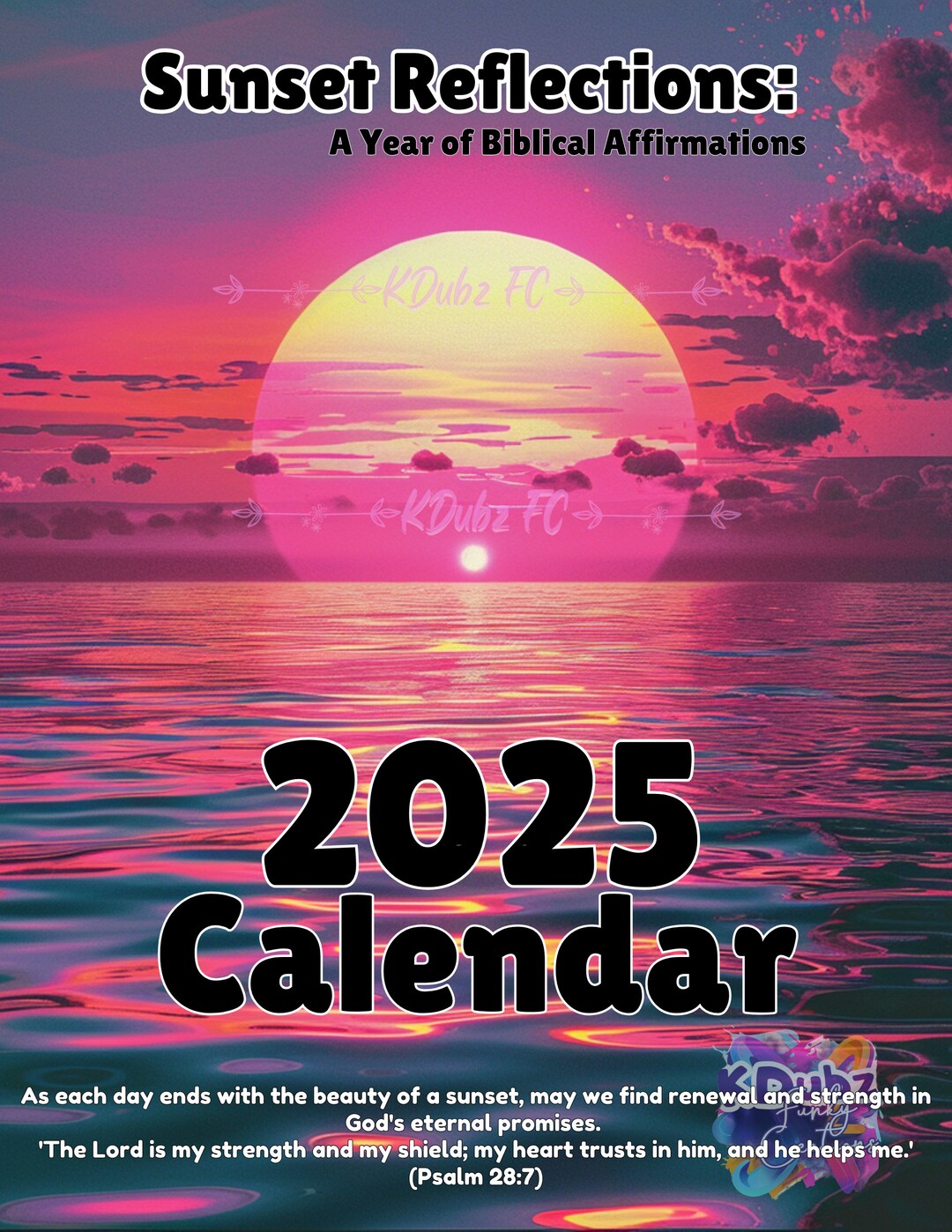 2025 Sunset Reflections Calendar Digital Download With Biblical ...