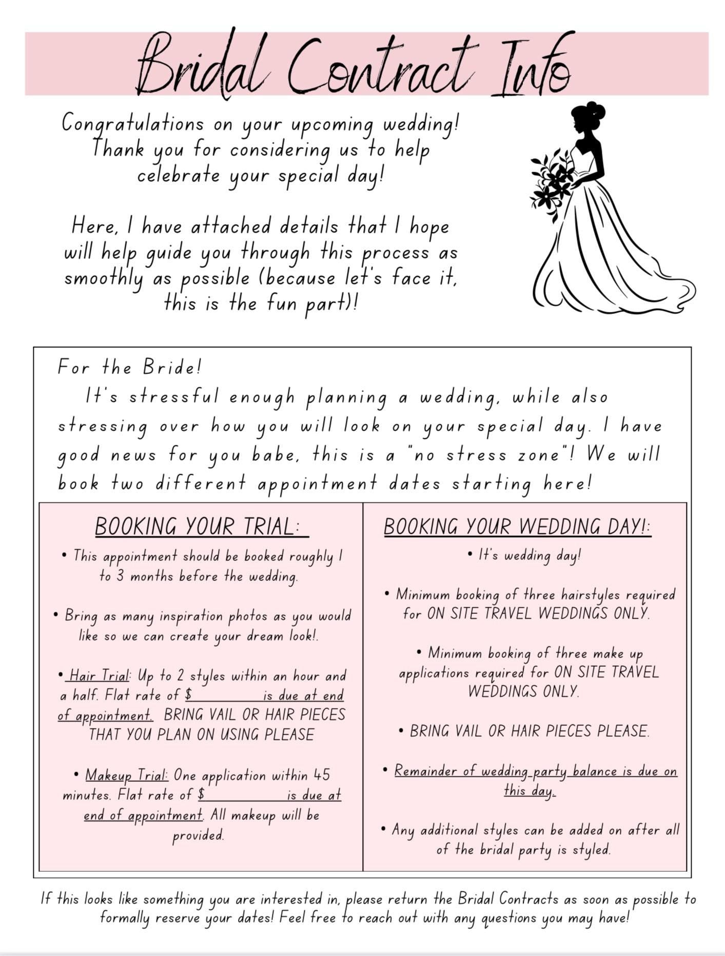 Bridal Contract - Etsy