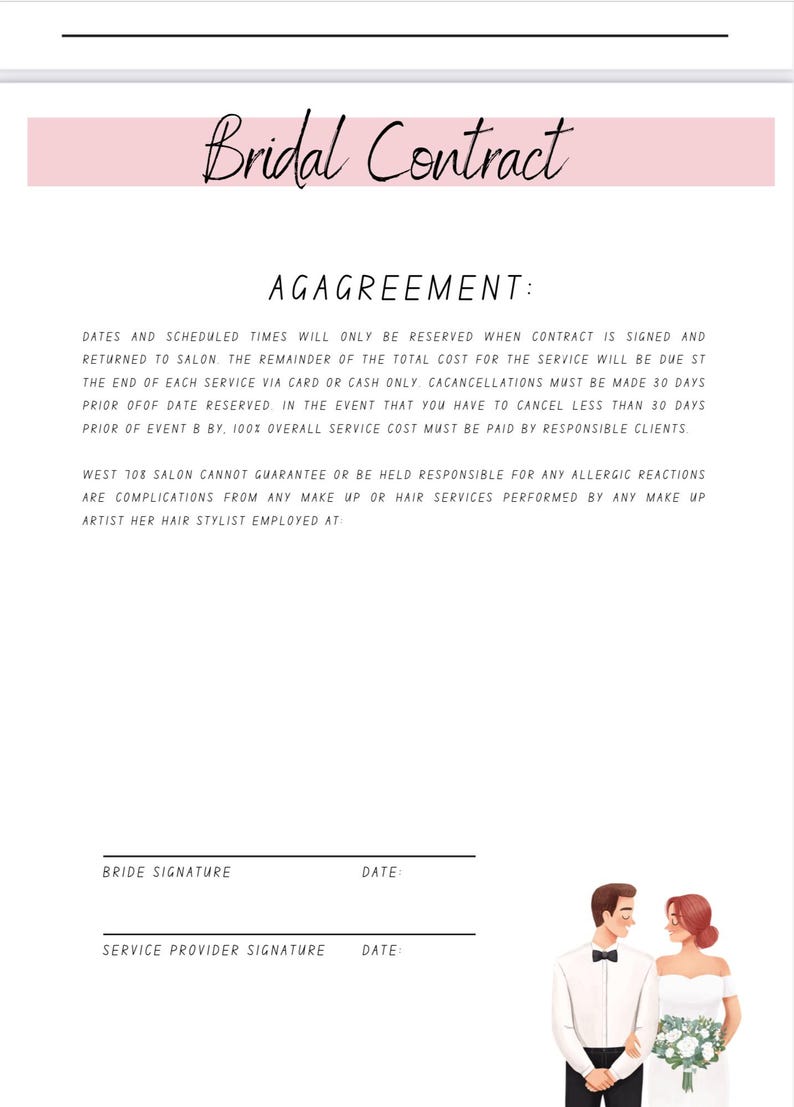 Bridal Contract - Etsy