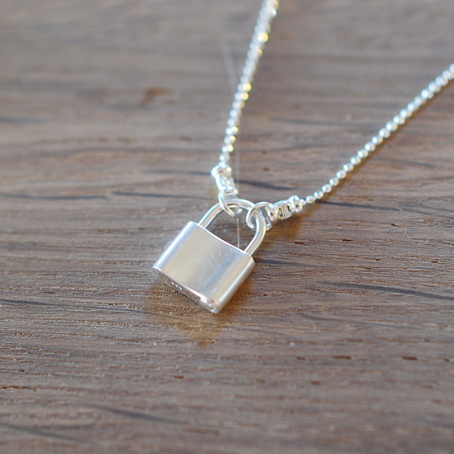 Padlock Necklace on Sterling Silver Chain - Etsy
