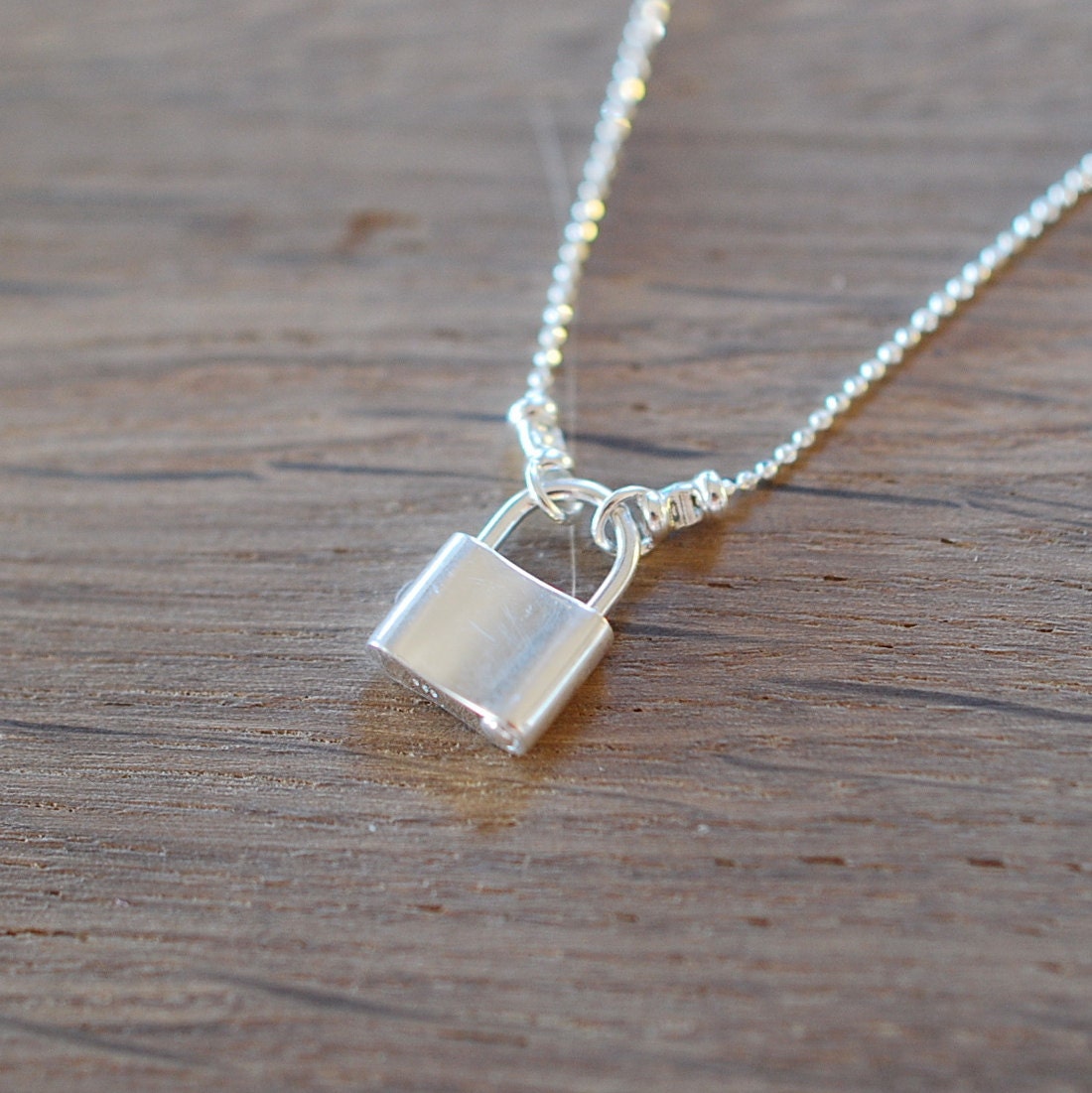 Padlock Necklace on Sterling Silver Chain - Etsy