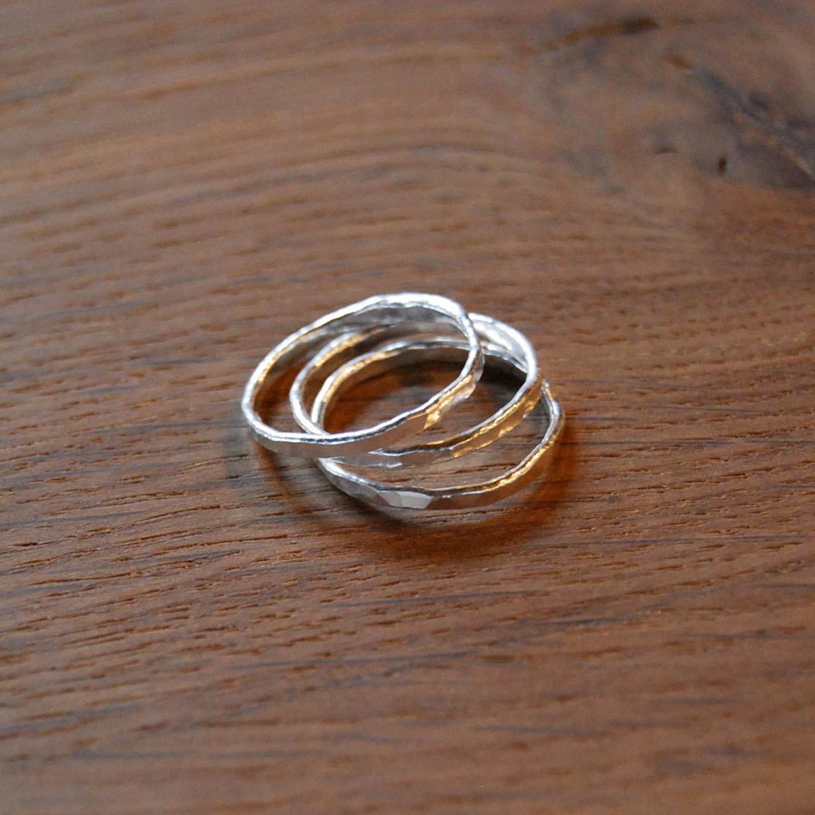 Set of 3 Fine Silver Stacked Rings - Etsy