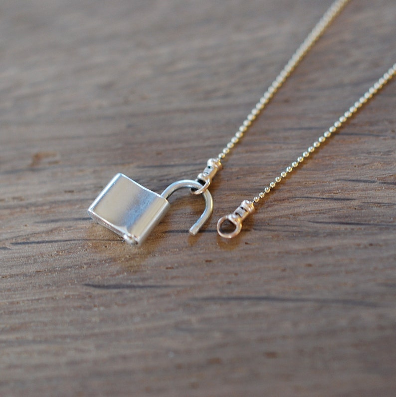 Padlock Necklace on Gold Chain - Etsy