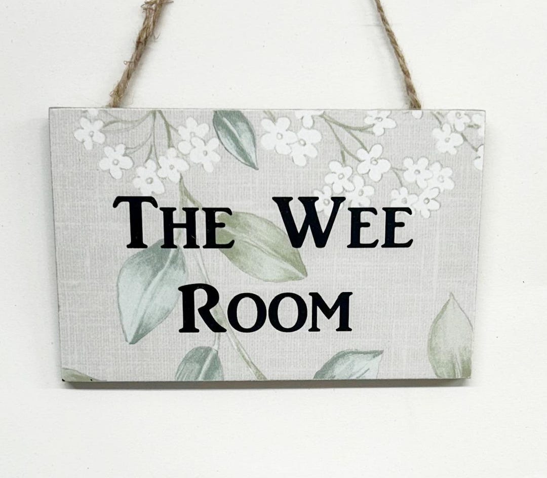 The Wee Room Decorated Door Sign for the Smallest Room WC Pretty Wooden ...