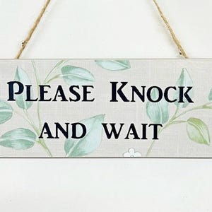Welcome Please Knock and Wait Door Sign Wooden Plaque - Etsy