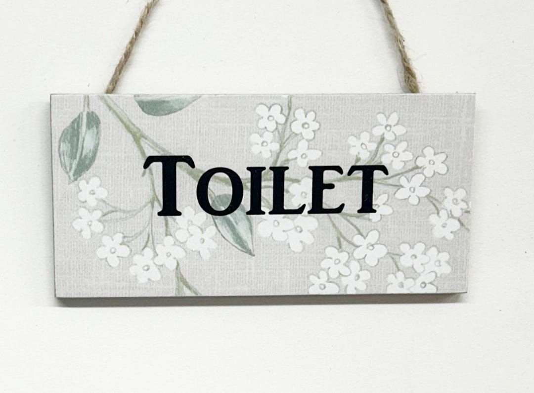 Toilet Decorated Door Sign for the Smallest Room Pretty Wooden Plaque ...