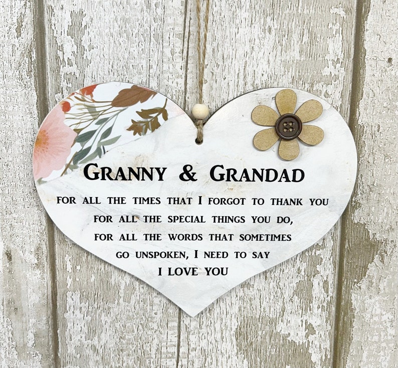 Thank You Amazing Granny and Grandad Wooden Gift Heart Sign - Etsy
