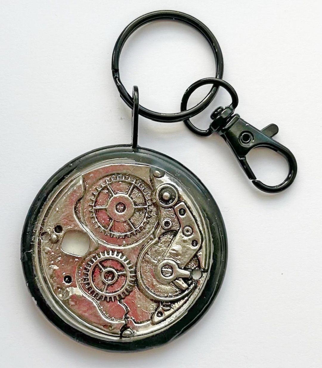 Handmade Genius at Work Black and Silver Steampunk Key Fob/keychain ...