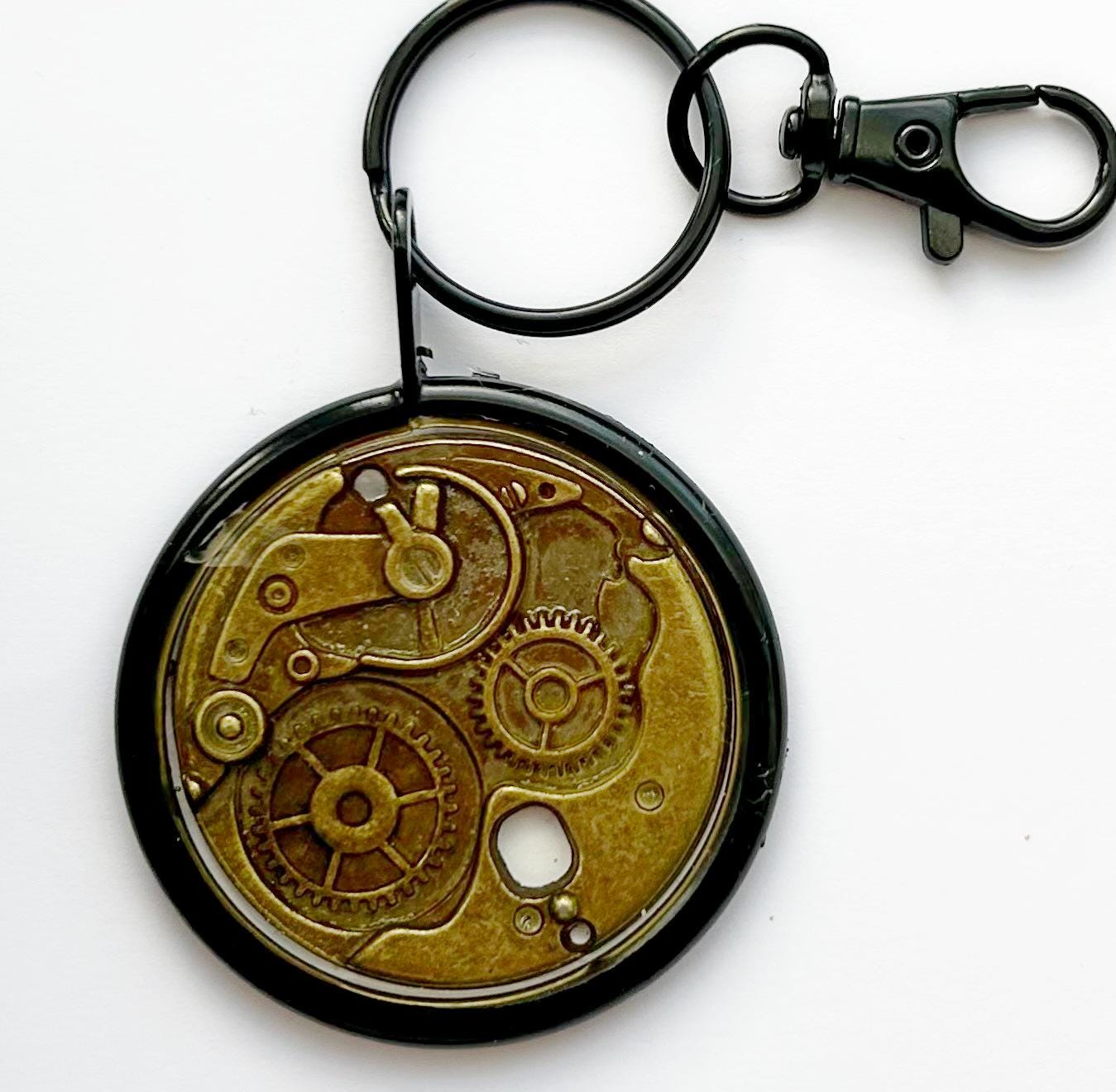 Handmade Genius at Work Black and Antique Gold Steampunk Key Fob ...