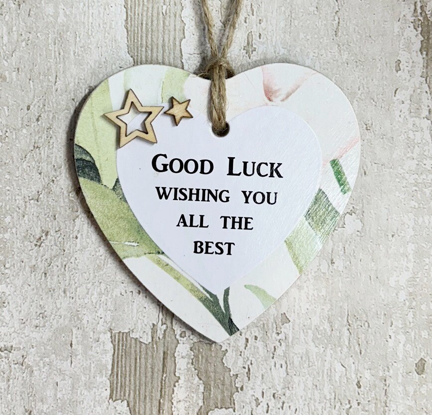 Good Luck Wooden Heart Sign: Friendship Gift - Etsy